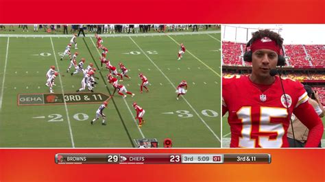 Kansas City Chiefs Quarterback Patrick Mahomes Reacts To Cornerback Dicaprio Bootle Int In Real Time
