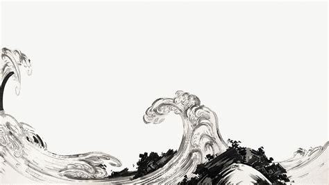 Japanese Wave Desktop Wallpaper Remastered Premium Photo