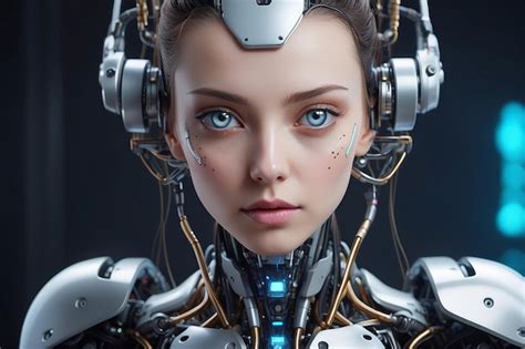 Premium Photo Serious Beautiful Robot Woman Or Girl Cyborg Looks In Eyes Ai In Image Female
