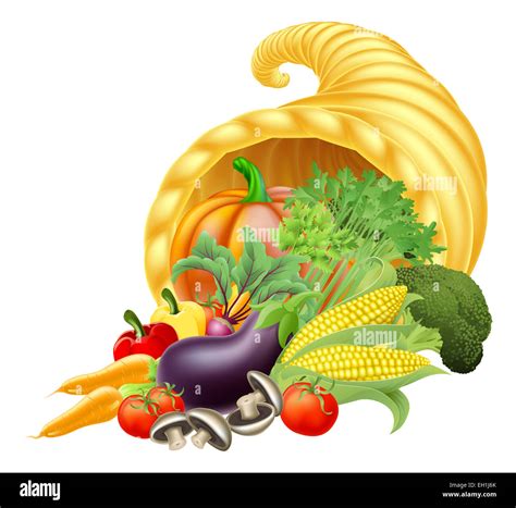 Thanks Giving Or Harvest Festival Cornucopia Golden Horn Of Plenty Or Abundance Full Of