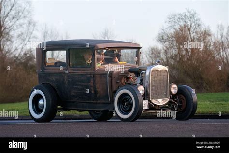 Stony Stratford Uk Jan 1st 2024 1930 Ford Model A Car Arriving At