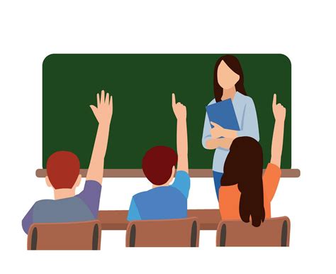 Students Raising Their Hands In Class 26299877 Vector Art At Vecteezy