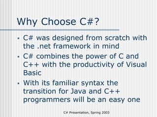 C Overview Fundamentals Of C Net Language PPT
