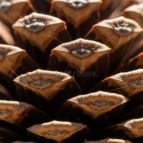 Close Up Of A Pine Cone Genus Pinus Showing Its Woody Scales Stock