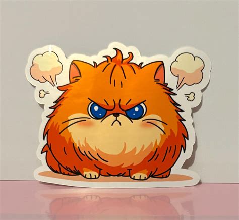 Angry Kitty Cat Waterproof Vinyl Sticker Perfect For Laptops And Water