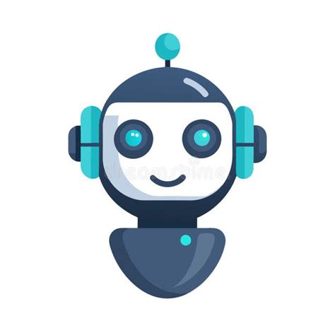 Cute Cartoon Robot Head Illustration Vector Design Artificial