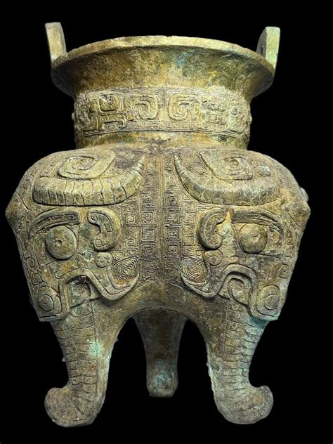 Taotie Liding Ritual Food Vessel Shang Era Style Taotie Liding