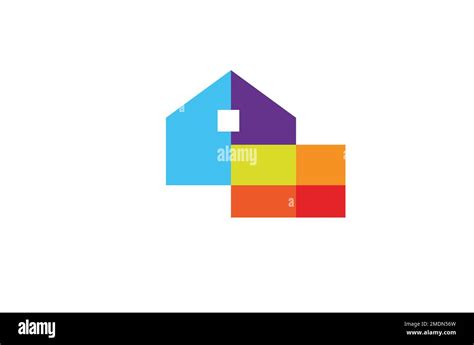 Colorful House Geometric Shape Logo Design Vector Symbol Illustration