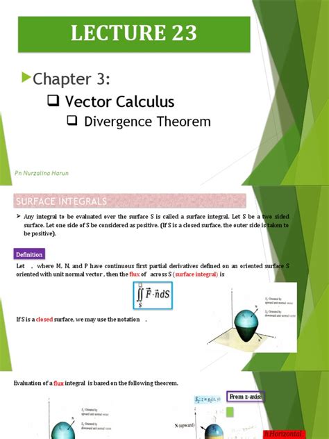 Vector Calculus Divergence Theorem Pdf Flux Integral