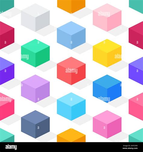 Seamless Pattern Of Isometric Colorful Cubes Stock Vector Image And Art Alamy