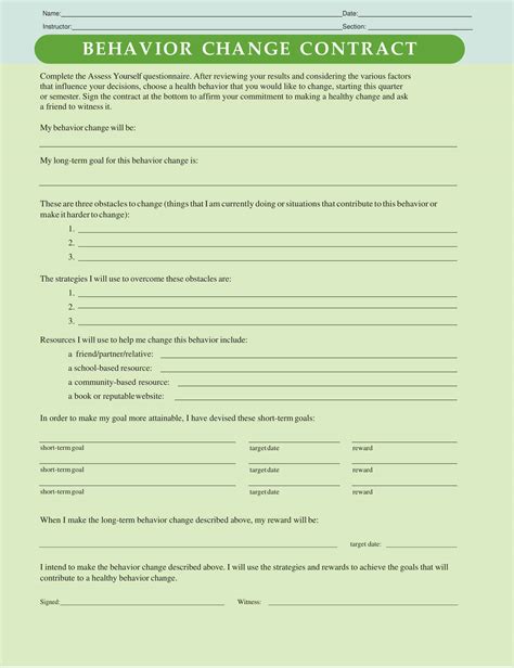 Aba Behavior Contract Worksheet