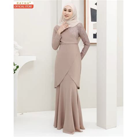 Baju Raya Rayha Kurung Chiffon Elegant Cassandra In Champagne Womens