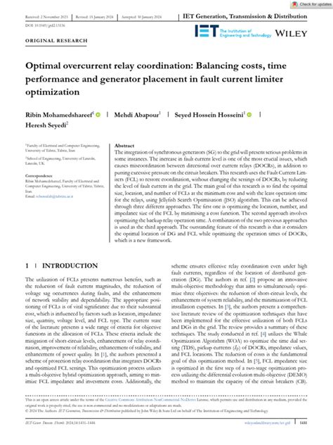 Optimal Overcurrent Relay Coordination Balancing Costs Time Performance And Generator Placement