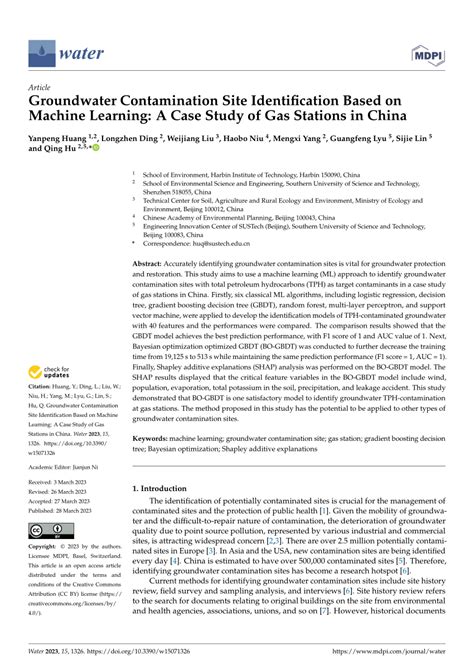 Pdf Groundwater Contamination Site Identification Based On Machine Learning A Case Study Of