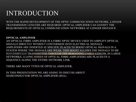 Semiconductor Optical Amplifier Soa Pptx Computer Networking Computing