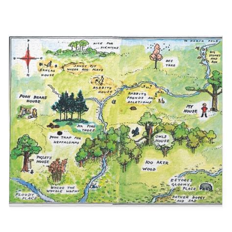 Winnie The Pooh Map Puzzle Fun T 120 252 500 Piece Etsy