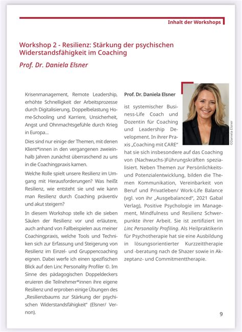 Workshop Resilienz Stärkung Der Psychischen Widerstandsfähigkeit Im Coaching Prof Dr
