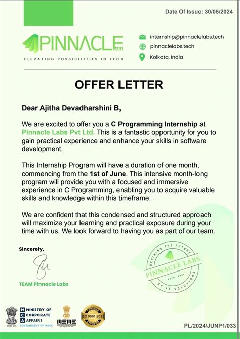 Ajitha Devadharshini On Linkedin Pinnaclelabs Internship2024