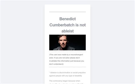 Benedict Cumberbatch Is Not Ableist