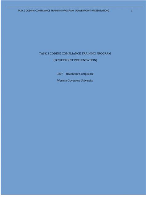 Task 3 Coding Compliance Training Program Powerpoint Presentation C807 Healthcare Compliance