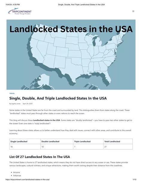 Ppt Single Double And Triple Landlocked States In The Usa