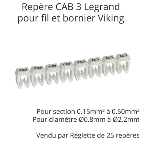 Repère Cab 3 Legrand Pour Filerie Et Bornier Viking
