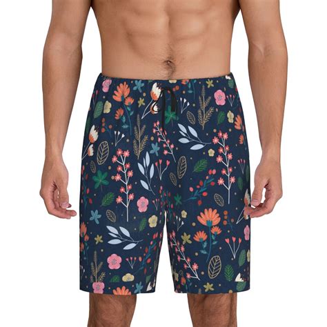 Salouo Colorful Flowers Pattern Mens Sleep Pajama Shortspajama