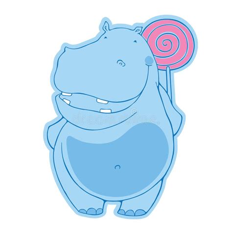 Blue Hippo With Candy Stock Vector Illustration Of Africa 36692778