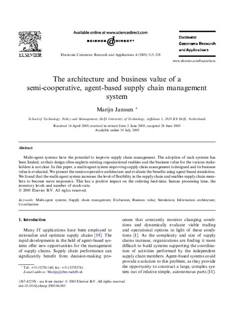 pdf the architecture and business value of a semi cooperative agent