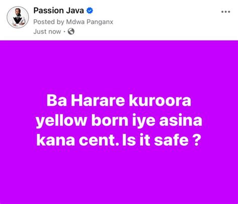 Passion Java Ogarira Baba Harare Zimeye
