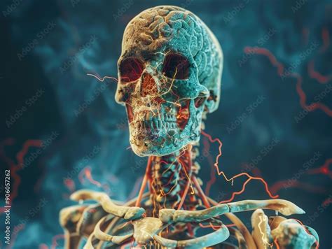 Skeleton 3d Render With Connective Tissue Abnormalities Highlighted