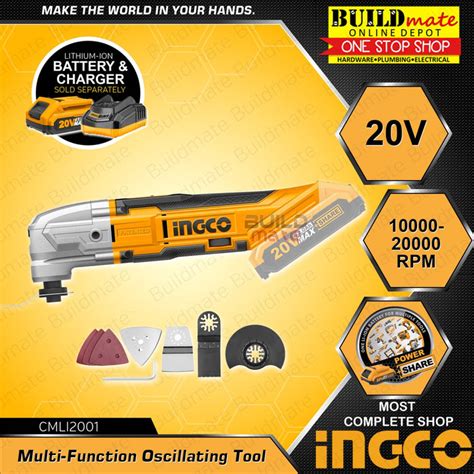 Ingco Cordless Multi Function Oscillating Tool W Accessories 20v Cmli