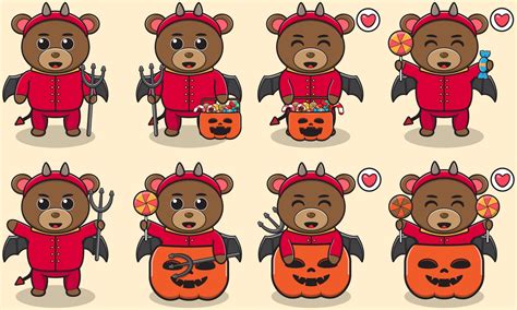 Baer Cute Halloween Set Devil 3359113 Vector Art At Vecteezy