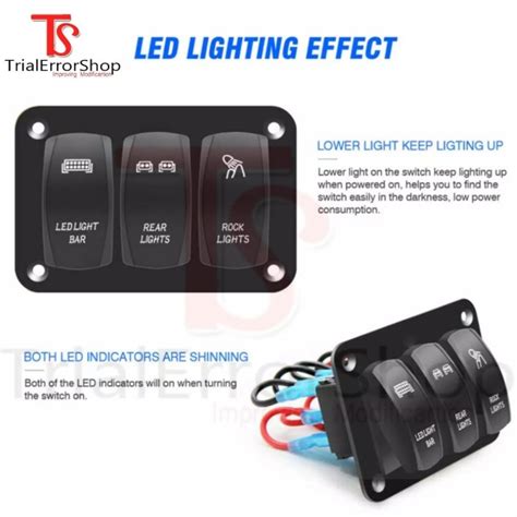 Jual Saklar Offroad 3 Gang Switch Panel Toogle Blue Models Switch Led