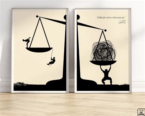 Stoic Wall Art Set Of 2 Prints Epictetus Quote About Stoic Courage And