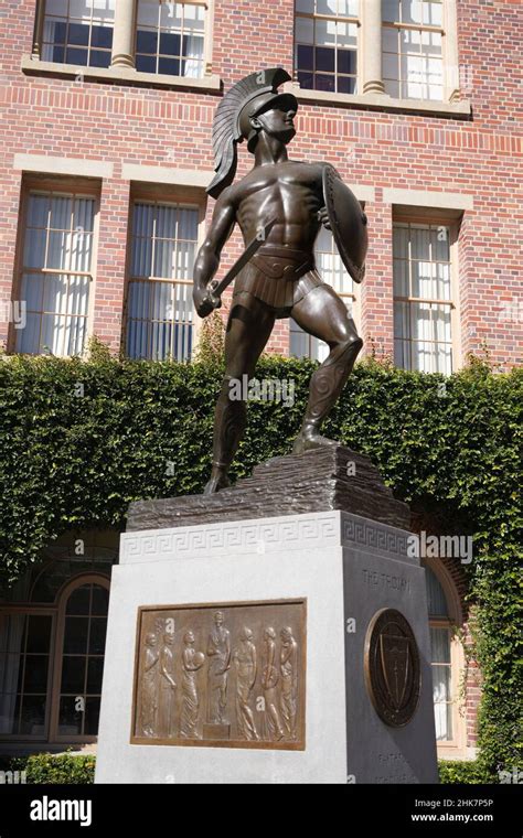The Statue Of Southern California Trojans Mascot Tommy Trojans Is Seen