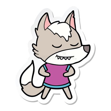 Sticker Of A Friendly Cartoon Wolf Girl Stock Vector Illustration Of