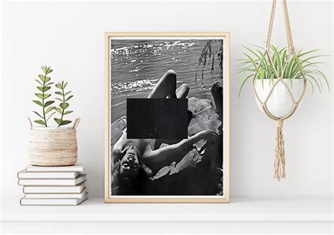 1930s Nude Sunbather Photography Black White Beach Photo Digital