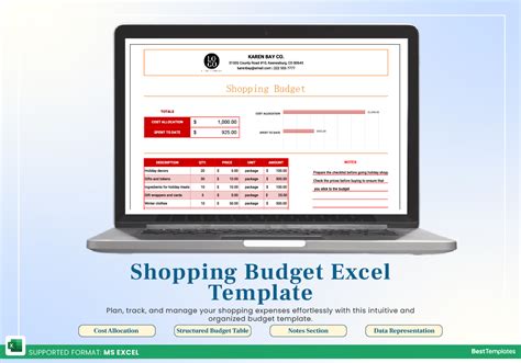 Shopping Budget Excel Template Best Templates