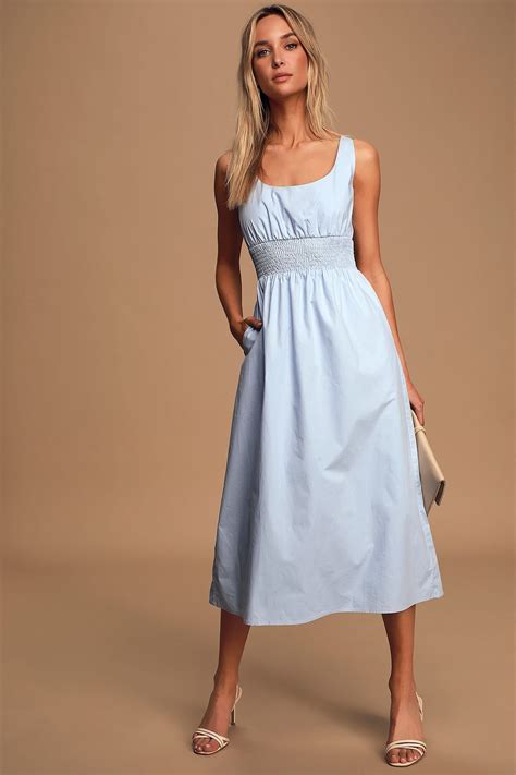 Simplicity Is Best Light Blue Sleeveless Midi Dress Blue Spring