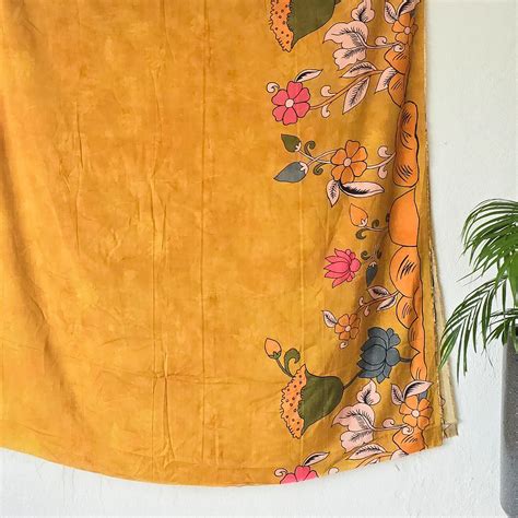 Suvidha Muslin Kalamkari Digital Print Mustard With Flowers Pre Desig