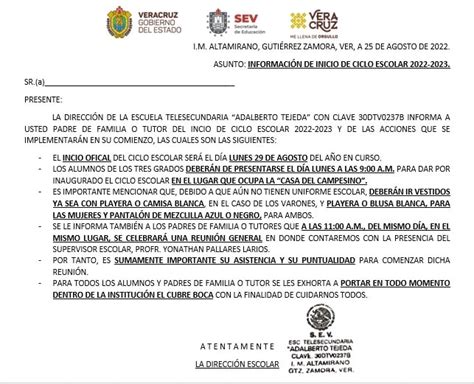 Escuela InformaciÓn Sobre El Inicio Del Ciclo Escolar 2022 2023 🤓☝🏻