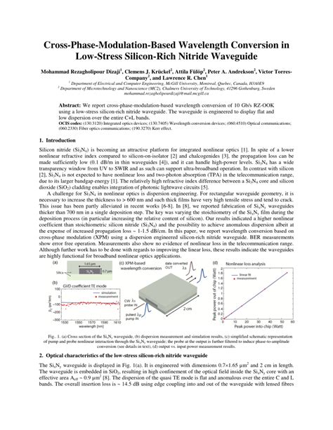 Pdf Cross Phase Modulation Based Wavelength Conversion In Low Stress