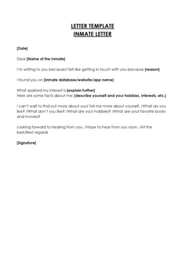 Letter To Inmate How To Write And Send Samples