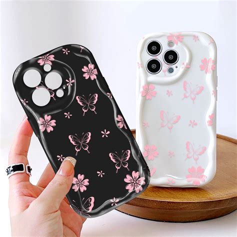 Hontinga For Redmi A3 Redmi A3x Back Cover Pink Butterfly Flowers Phone