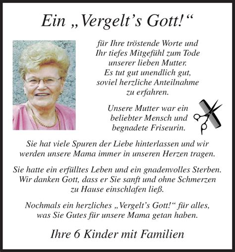 Unsere Mutter Traueranzeige Frankende