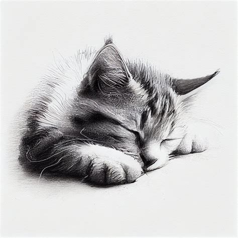 Sleeping Cat Drawing