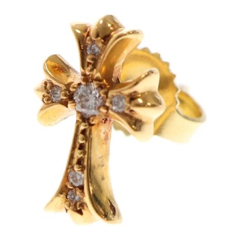 Chrome Hearts Chrome Hearts 22k Gold Pave Diamond Cross Earring Grailed