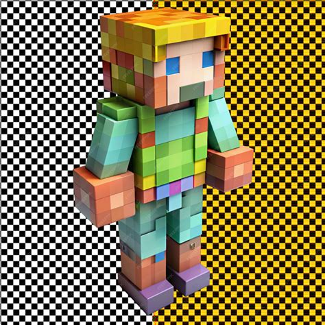 Premium Psd Psd Of A Colorful 3d Pixel Art Of Minecraft Character