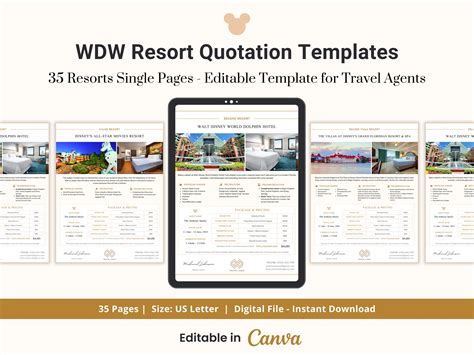 Wdw Resort Quotation Templates With 35 Resorts Fully Editable Template